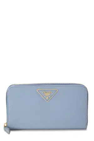 Prada Saffiano Zip Around Wallet - Blue