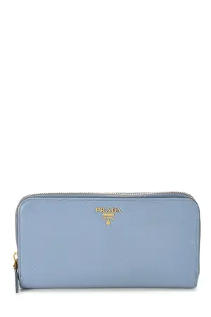 Prada Saffiano Zip Around Wallet - Blue