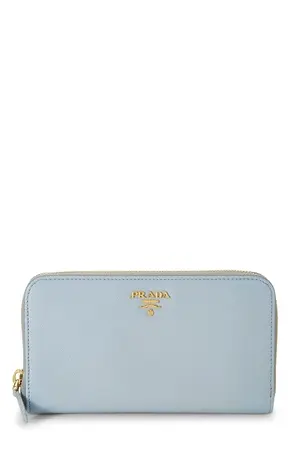 Prada Saffiano Zip Around Wallet - Blue