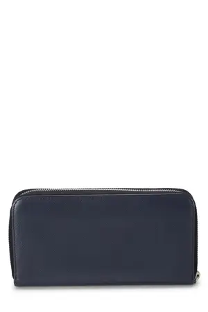 Prada Saffiano Zip Around Wallet - Navy