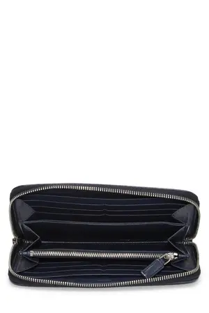 Prada Saffiano Zip Around Wallet - Navy