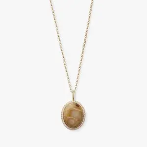 Shinola Diamond Petoskey Oval Pendant Necklace - 14k Gold