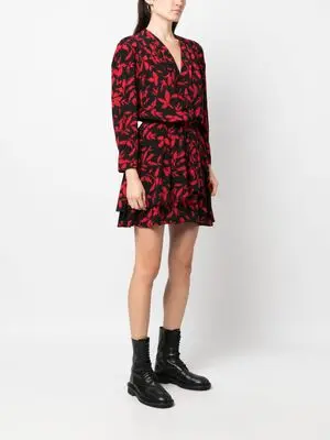 Zadig&Voltaire Rogers Leaf-print Minidress - Black