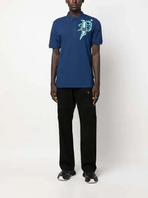 Philipp Plein Logo-print Cotton Polo Shirt - Blue