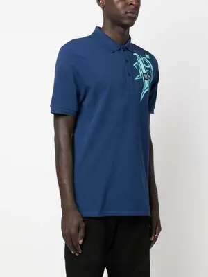 Philipp Plein Logo-print Cotton Polo Shirt - Blue