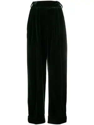 Alexandre Vauthier High-waisted Velvet Trousers - Green