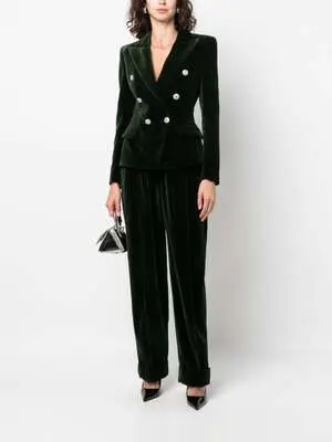 Alexandre Vauthier High-waisted Velvet Trousers - Green
