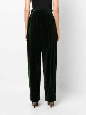 Alexandre Vauthier High-waisted Velvet Trousers - Green