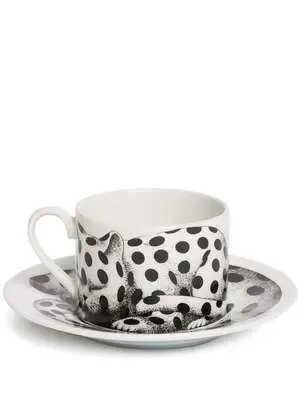 FORNASETTI High Fidelity Cat Tea Cup - White