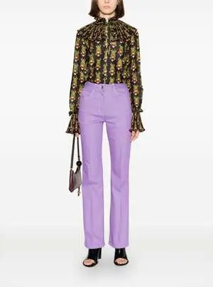 La DoubleJ Nefertiti Scarab-print Habotai Blouse