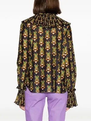 La DoubleJ Nefertiti Scarab-print Habotai Blouse