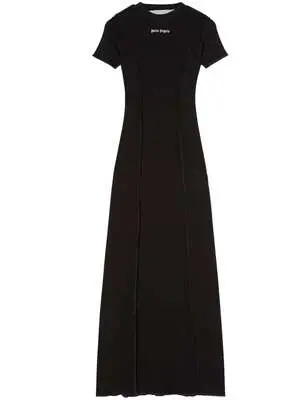 Palm Angels Logo-embroidered Knitted Maxi Dress - Black