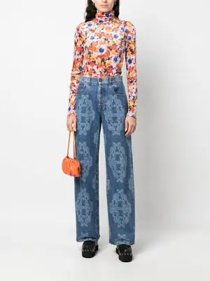 La DoubleJ Printed Straight-leg Jeans