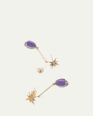 BIBI VAN DER VELDEN 18k Yellow Amethyst Scarab Drop Earrings With Diamonds