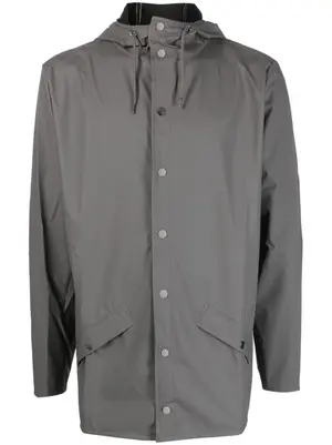 Rains Drawstring Hooded Parka - Grey