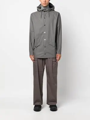 Rains Drawstring Hooded Parka - Grey