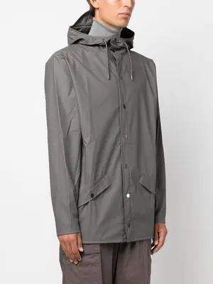 Rains Drawstring Hooded Parka - Grey