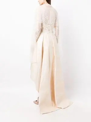 SAIID KOBEISY High-low Brocade Maxi Dress - Neutrals