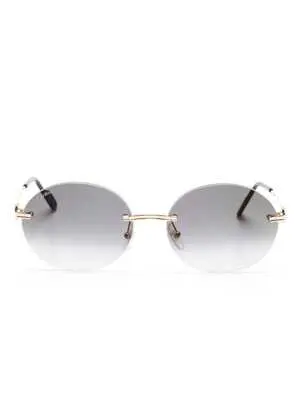 CARTIER Metallic Oval-frame Sunglasses
