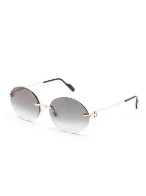CARTIER Metallic Oval-frame Sunglasses