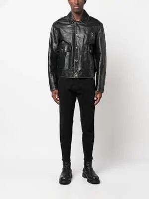 Dsquared2 Calf Leather Button-fastening Bomber Jacket