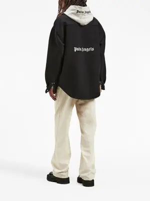 Palm Angels Embroidered-logo Hoodie - Grey