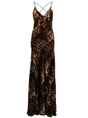 Roberto Cavalli Leopard Print Maxi Dress