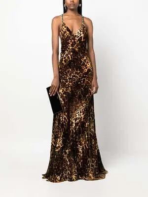 Roberto Cavalli Leopard Print Maxi Dress