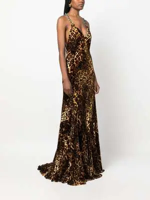 Roberto Cavalli Leopard Print Maxi Dress