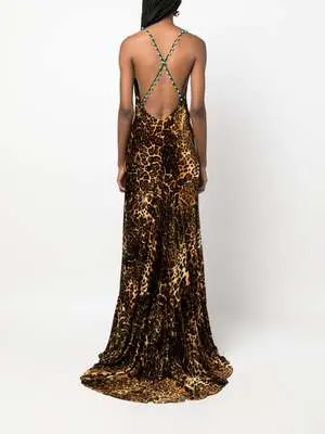 Roberto Cavalli Leopard Print Maxi Dress