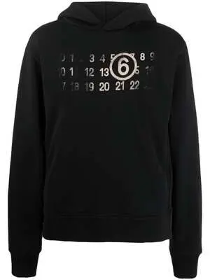 Maison Margiela Numbers-Motif Cotton Hoodie In Black - 40% Off