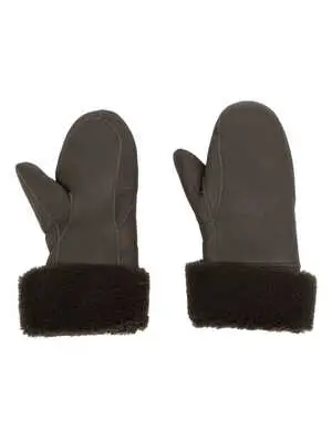 YVES SALOMON Short Lambskin Mittens - Brown
