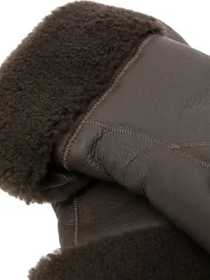 YVES SALOMON Short Lambskin Mittens - Brown
