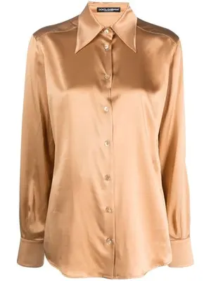 Dolce & Gabbana Satin Silk Shirt - Neutrals