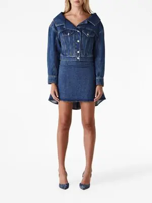 Alexander McQueen Cropped Denim Jacket - Blue