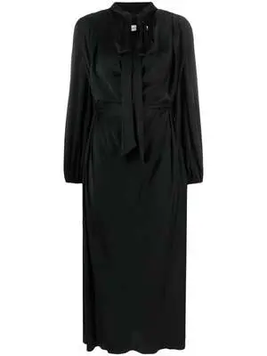 Zimmermann Tie-neck Gathered Silk Mididress