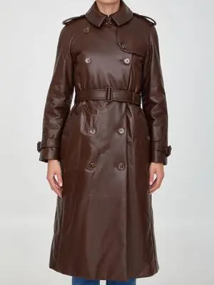 Burberry Waterloo Lambskin Trench Coat - Brown