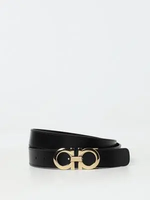 FERRAGAMO Reversible Leather Belt With Gancini Buckle - Black