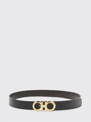 FERRAGAMO Reversible Leather Belt With Gancini Buckle - Black