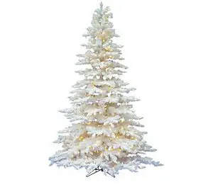 VICKERMAN 7.5' Flocked White Spruce Artificial Hristmastreepw - One-color