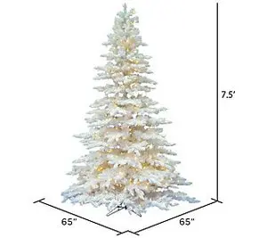 VICKERMAN 7.5' Flocked White Spruce Artificial Hristmastreepw