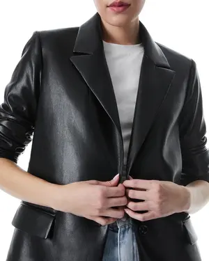 Alice + Olivia Faux Leather Blazer - Black