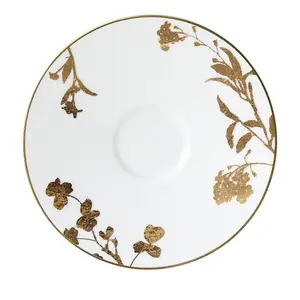 Bernardaud Vegetal Or Espresso Saucer - White/gold