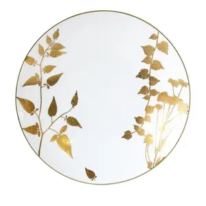 Bernardaud Vegetal Or Assorted Salad Plates, Set Of 4 - White/gold