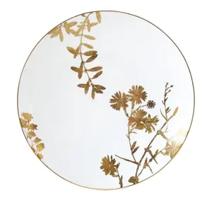 Bernardaud Vegetal Or Assorted Salad Plates, Set Of 4 - White/gold