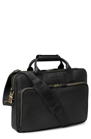 Johnston & Murphy Rhodes Leather Briefcase - Black Full Grain