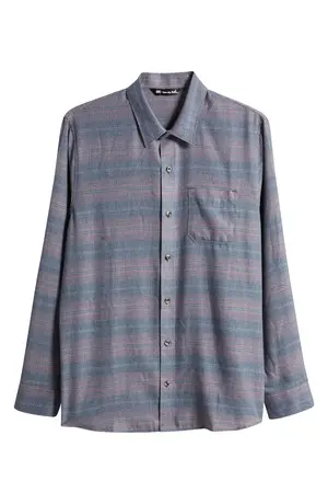 Travis Mathew Cloud Flannel Button-up Shirt Total Eclipse/fli
