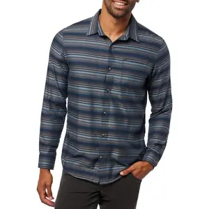 Travis Mathew Cloud Flannel Button-up Shirt - Total Eclipse/portabella
