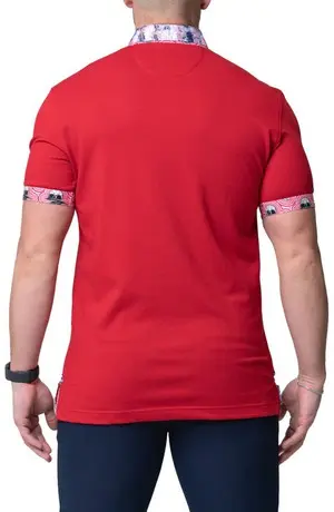 MACEOO Mozart Solid Ripple Piqué Button-down Polo