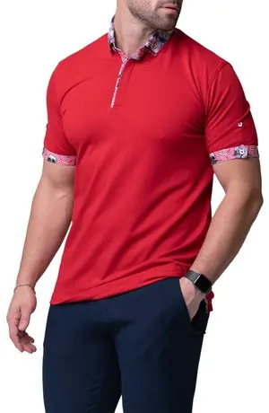 MACEOO Mozart Solid Ripple Piqué Button-down Polo